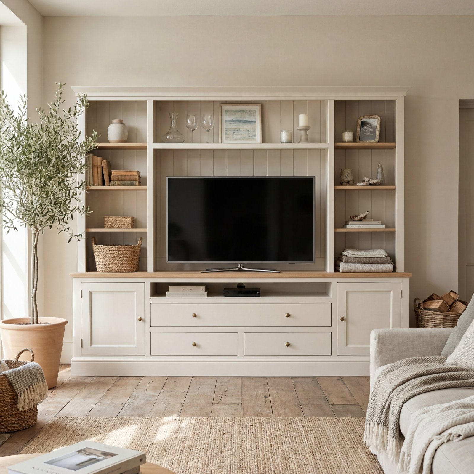 Amberley Large Media Wall Unit With Drawers | Painted Furniture Company