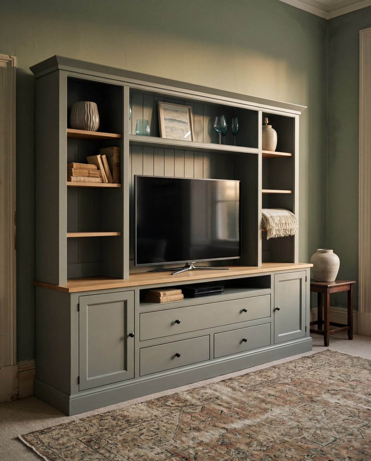 Amberley Large Media Wall Unit With Drawers | Painted Furniture Company
