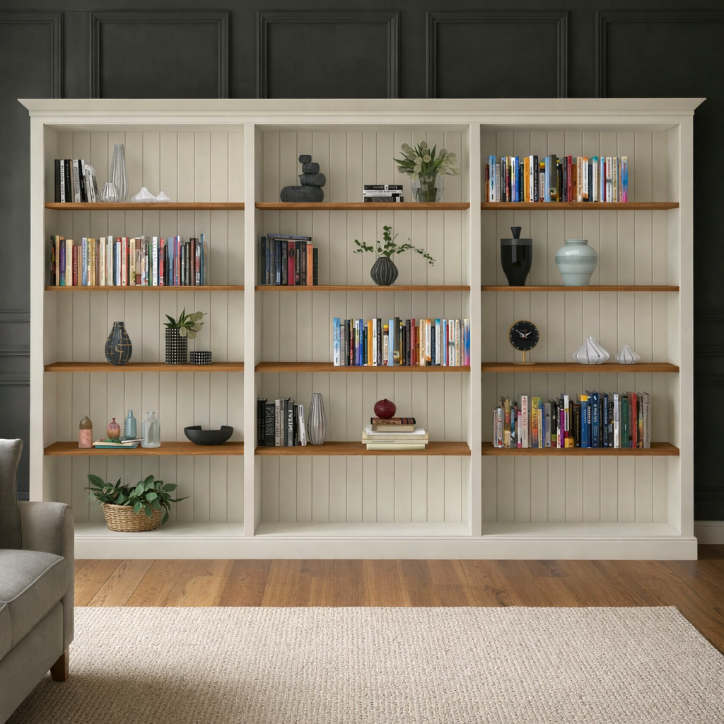 Amberley Extra Wide Triple Open Bookcase | Painted Furniture Co
