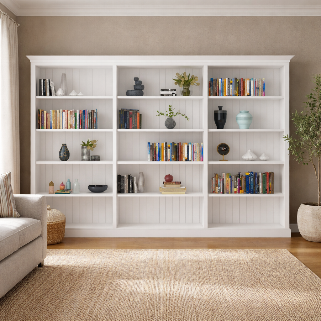 Amberley Extra Wide Triple Open Bookcase | Painted Furniture Co